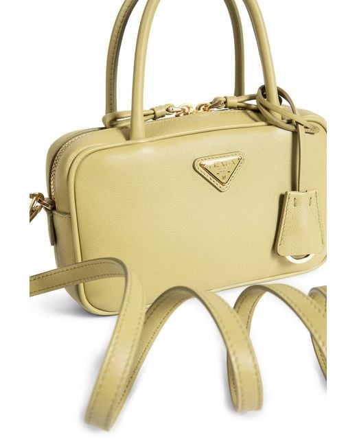 Prada Leather Handbag in Metallic | Lyst UK