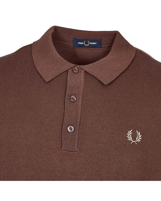 Fred Perry Classic Knitted Polo Shirt In Brown For Men Lyst