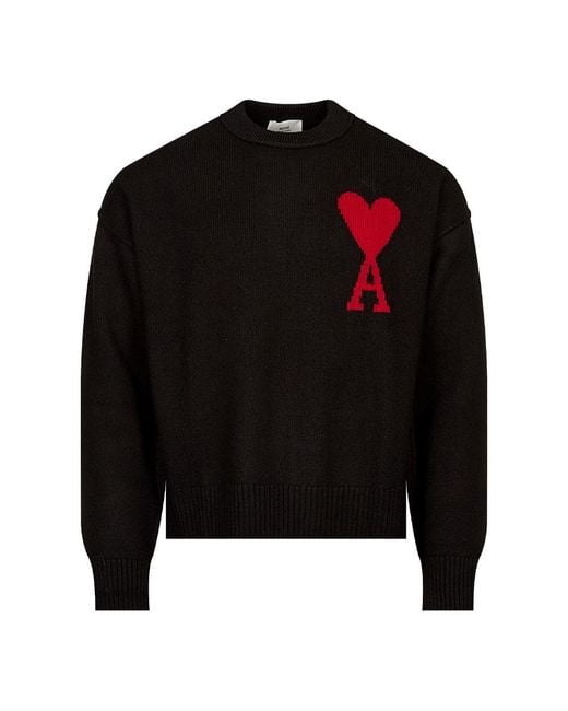 Ami Paris Chunky Knit in Black for Men | Lyst