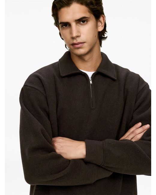 ARKET Double-Knit Half-Zip Jumper in Black for Men | Lyst UK