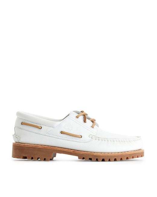 ARKET Timberland 3-Eye Lug Handsewn Boat Shoe in White for Men | Lyst UK