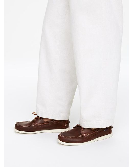 ARKET Sebago Portland Waxed Boat Shoe in White for Men | Lyst UK