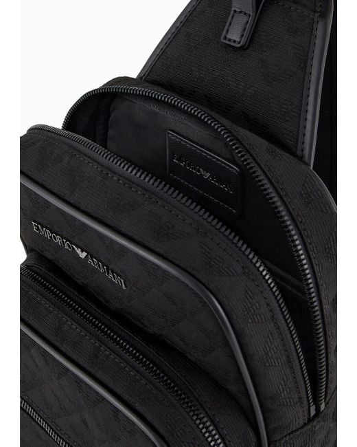 Emporio Armani Nylon One-shoulder Backpack With All-over Jacquard Eagle ...