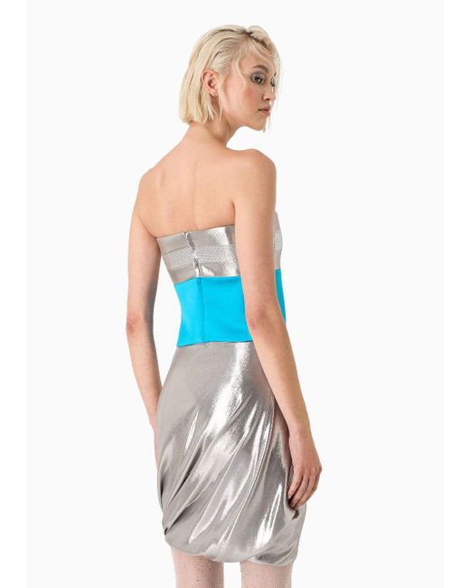 Giorgio Armani Embroidered Bandeau Bustier Top In Blue Lyst