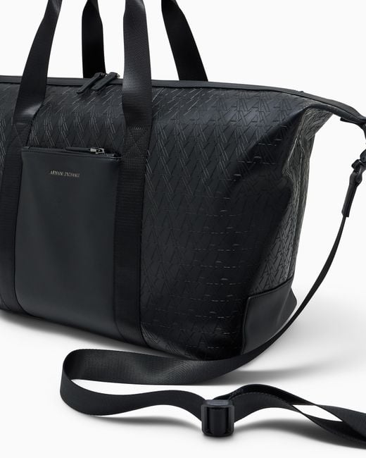 ARMANI EXCHANGE Duffle Bag With Coated Exterior in Black for Men | Lyst UK