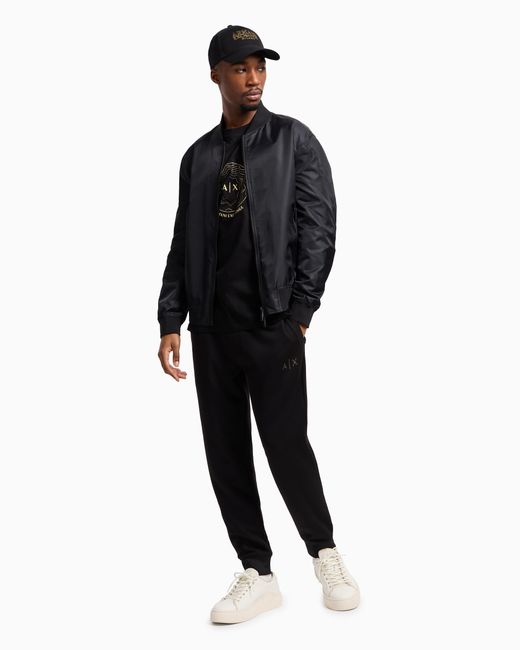 ARMANI EXCHANGE Satin Bomber Jacket With Blurred Back Logo in Blue for ...