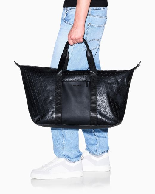 ARMANI EXCHANGE Duffle Bag With Coated Exterior in Black for Men | Lyst UK