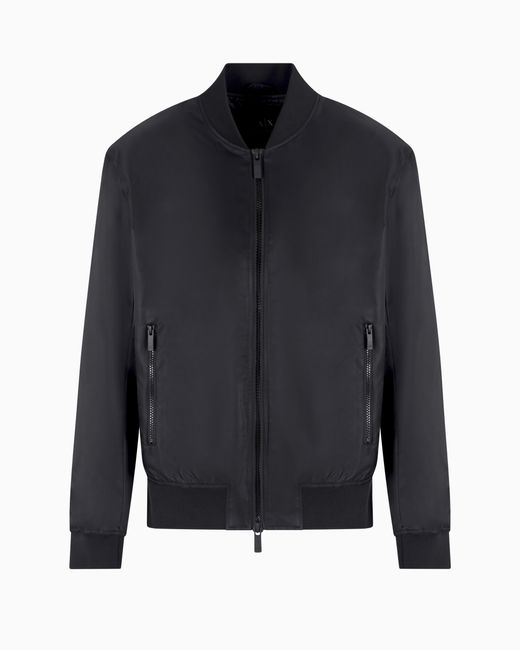 ARMANI EXCHANGE Satin Bomber Jacket With Blurred Back Logo in Blue for ...