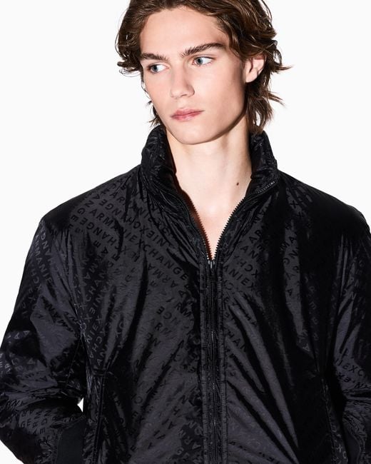 ARMANI EXCHANGE Jacket With Allover Logo in Blue for Men | Lyst UK