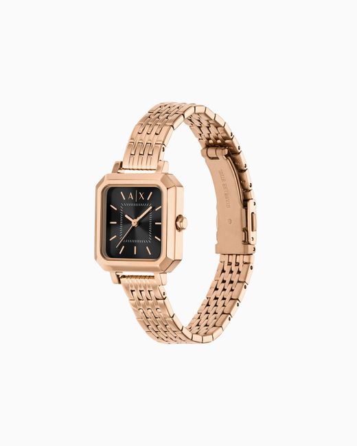 ARMANI EXCHANGE Three-Hand Rose-Tone Stainless Steel Watch in White | Lyst