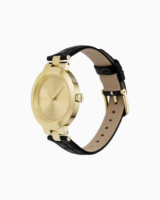 ARMANI EXCHANGE Two-Hand Leather Watch in White | Lyst