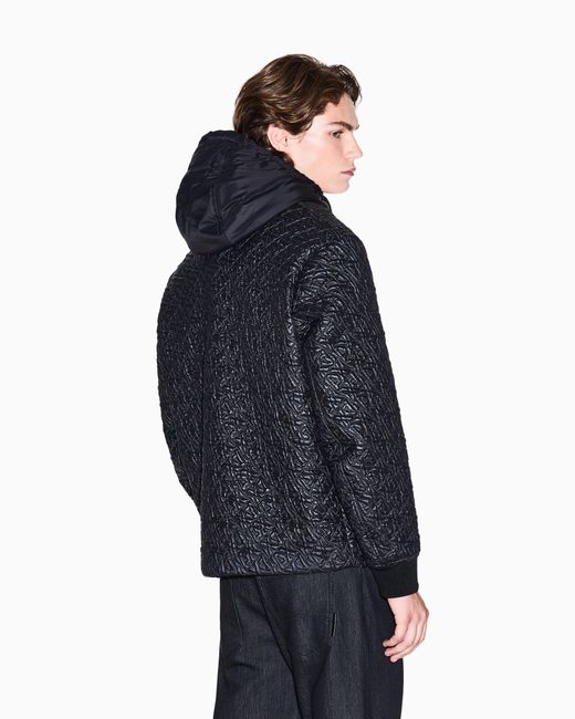 ARMANI EXCHANGE Jacket With Allover Logo in Blue for Men | Lyst