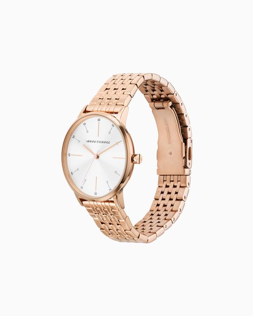 ARMANI EXCHANGE Three-Hand Watch And Necklace Set in White | Lyst