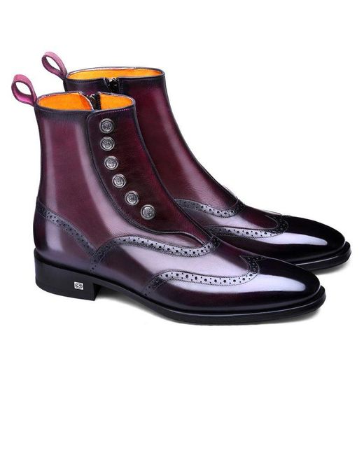 Armos Leather Brogue Boot in Purple for Men | Lyst