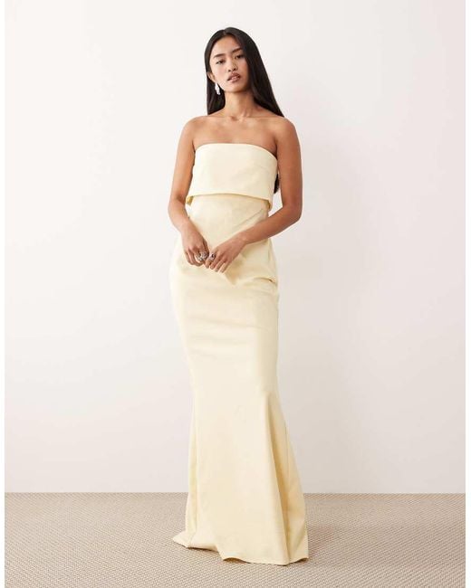Pretty Lavish Bridesmaid Julia Strapless Fold Over Panel Maxi Dress in ...