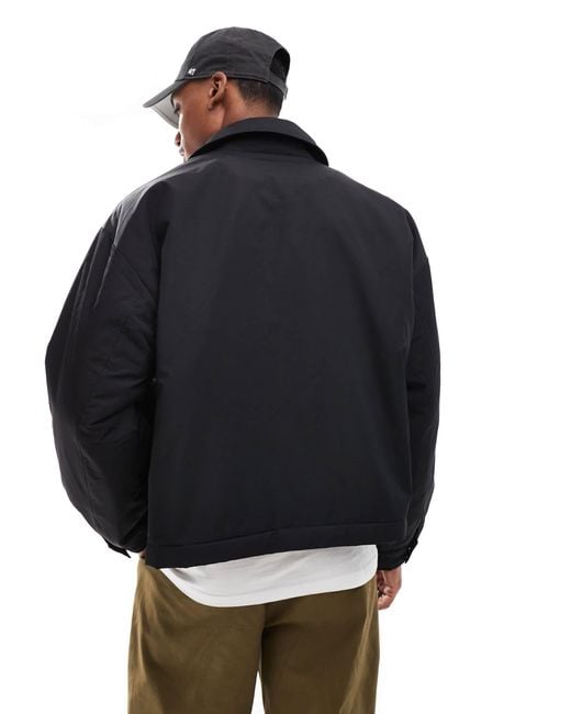 ASOS Oversized Cropped Harrington Jacket in Blue for Men | Lyst