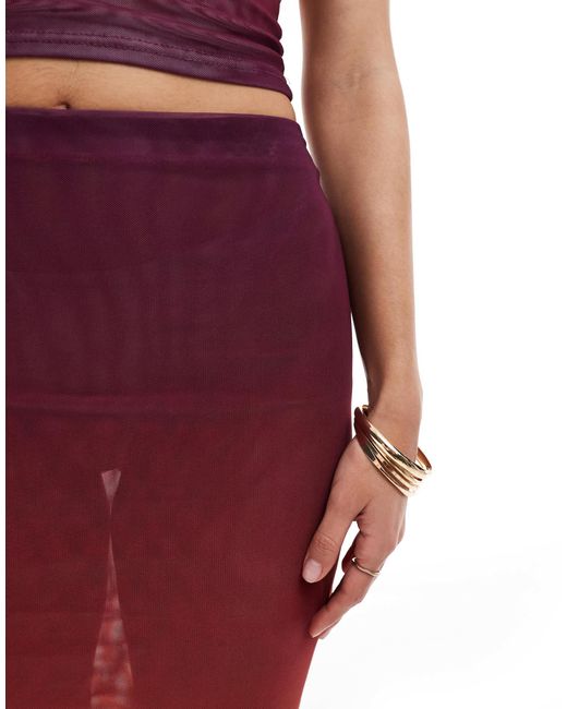 Murci Exclusive Mesh Maxi Skirt in Red | Lyst