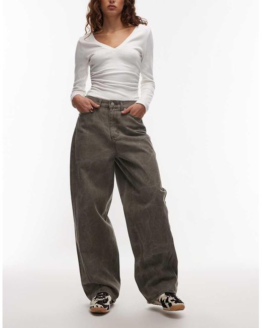 Obey Donovan Wide Leg Denim Jeans in Grey | Lyst UK