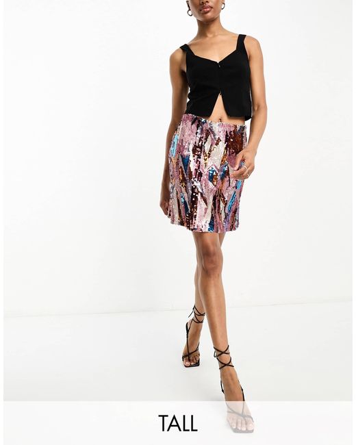 Jaded Rose Tall Statement Sequin Mini Skirt in Red | Lyst