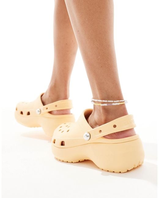 Crocs™ Classic Platform Pearl Clog in Natural | Lyst