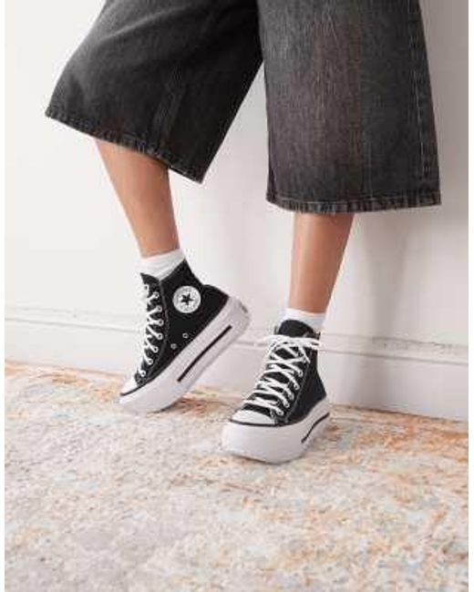 Converse Chuck Taylor All Star Lift Double Stack Sneakers in Black | Lyst