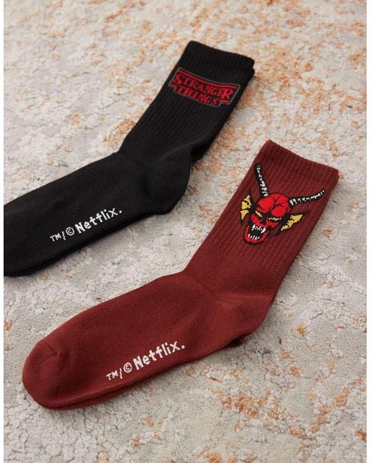 Reclaimed (vintage) X Stranger Things Unisex Sock 2 Pack in Black | Lyst UK