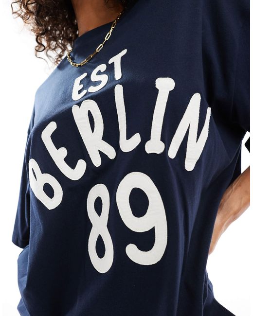 ASOS Regular Fit T-shirt Co-ord With Applique Berlin Graphic in Blue | Lyst