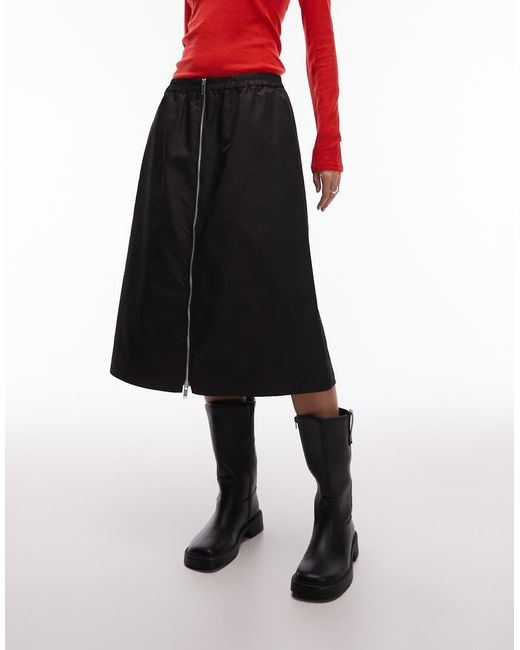 ARKET Nylon Zip Through Midi Skirt in Red | Lyst UK