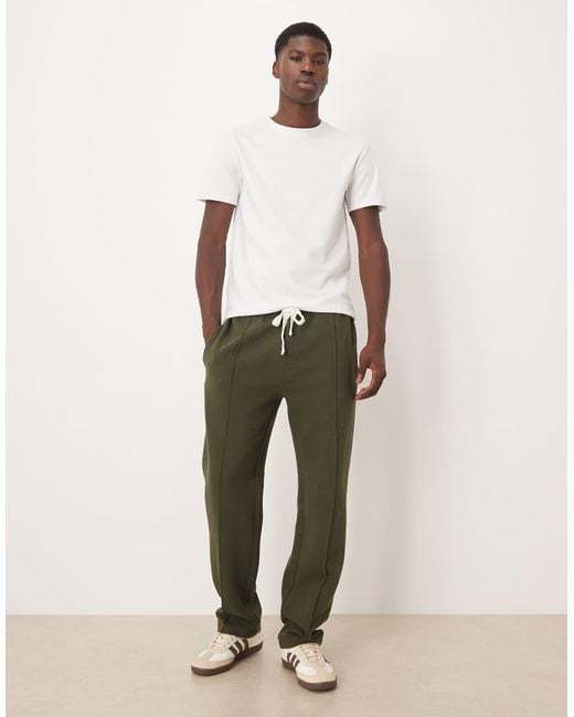 ASOS Ribbed Straight Leg Trackies With Pin Tucks in Natural for Men ...