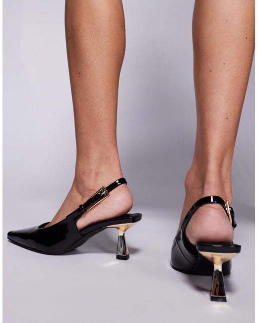 SIMMI Simmi London June Pointed Slingback Kitten Heels in Black | Lyst