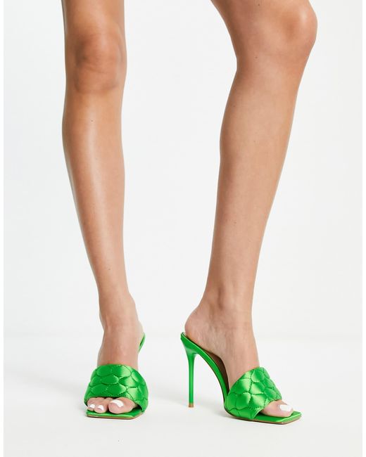SIMMI Simmi London Maeve Quilted High Heel Mules in Green | Lyst
