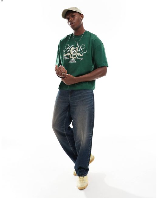 ASOS Boxy Oversized T-shirt With Campus Front Print in Green for Men | Lyst