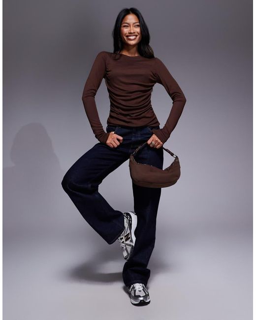 ASOS Soft Jersey Drape Long Sleeve Top in Blue | Lyst UK