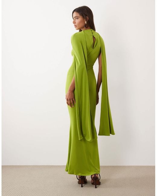 ASOS Slinky Sleeveless Maxi Dress With Extreme Cape Shoulder Detail in ...