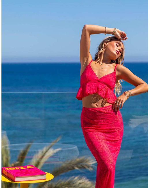 South Beach X Misha Grimes Lace Cami Beach Top Co-Ord in Blue | Lyst UK