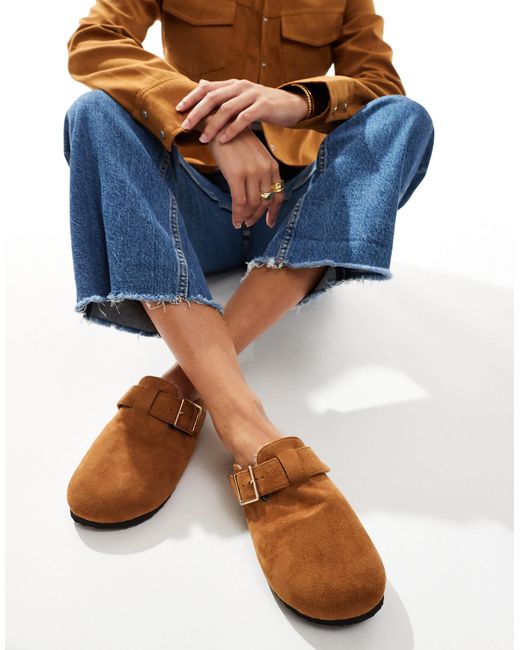 Yours Faux Fur Lined Clogs in Blue | Lyst
