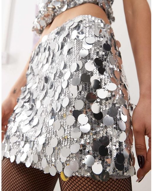 Princess Polly Disc Sequin Mini Skirt in Metallic | Lyst