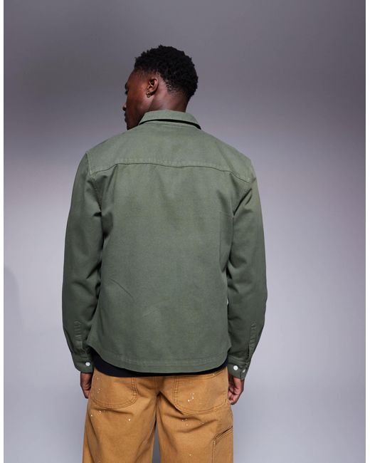 ASOS Boxy Overshirt With Badge in Gray for Men | Lyst