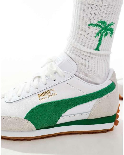 PUMA Low-Profile Lace-Up Trainers in Green | Lyst UK