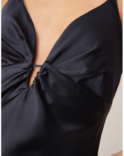 Mango Satin Slip Dress in Blue | Lyst UK