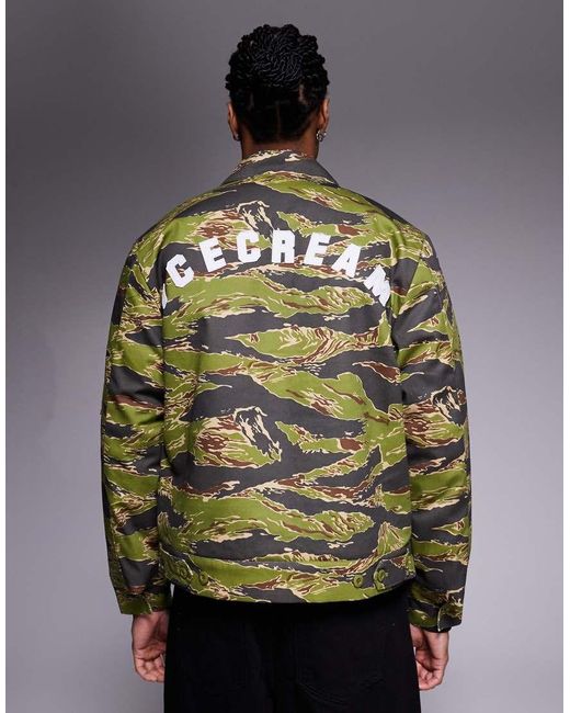 ICECREAM Tiger Stripe Trucker Jacket in Grey for Men | Lyst UK