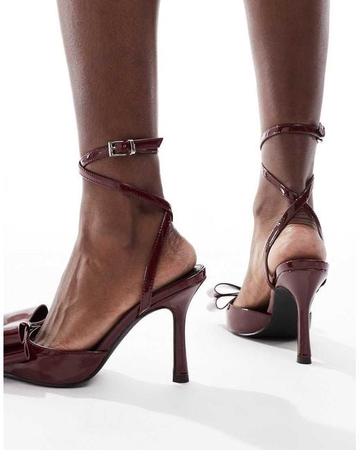 Raid Myrna Tie Leg Heeled Shoes With Bow Detail in Brown | Lyst UK