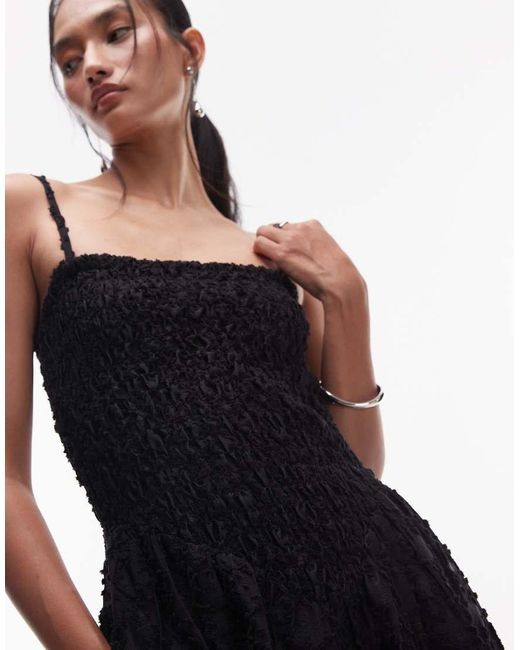 & Other Stories 3d Floral Midi Dress With V Drop Waist in Black | Lyst UK