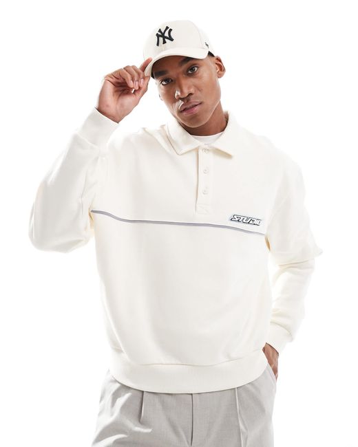 ASOS Oversized Boxy Polo With Piping And Chest Print in White for Men ...