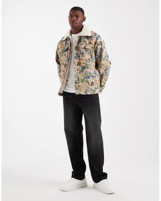 Redefined Rebel Boxy Camo Jacquard Trucker Jacket in Grey for Men | Lyst UK