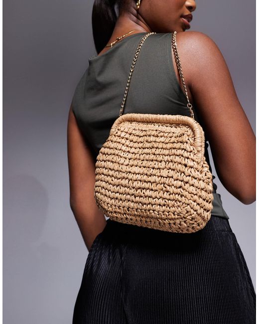 ASOS Hand Crochet Straw Frame Clutch Bag With Detachable Crossbody ...