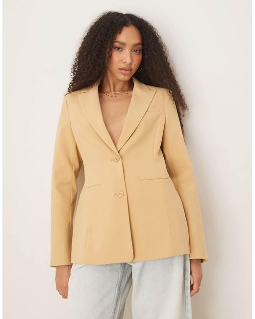 ASOS Moulded Hip Blazer in Natural | Lyst UK