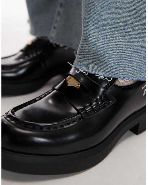 Mango Patent Leather Chunky Loafers in Blue | Lyst