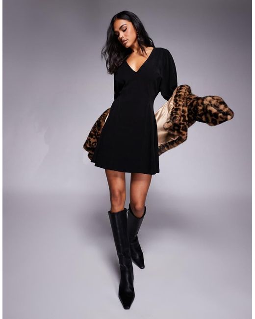ASOS Cocoon Sleeve Cord Mini Dress in Black | Lyst UK