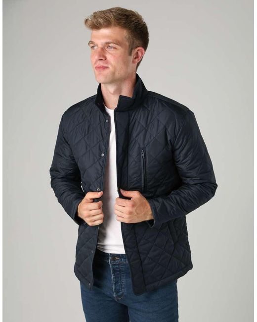 French Connection Funnel Neck Diamond Quilted Jacket in Blue for Men ...